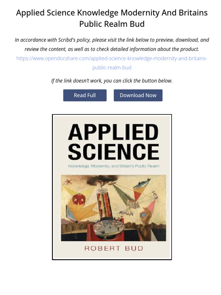Applied Science Knowledge Modernity And Britains Public Realm Bud | PDF ...