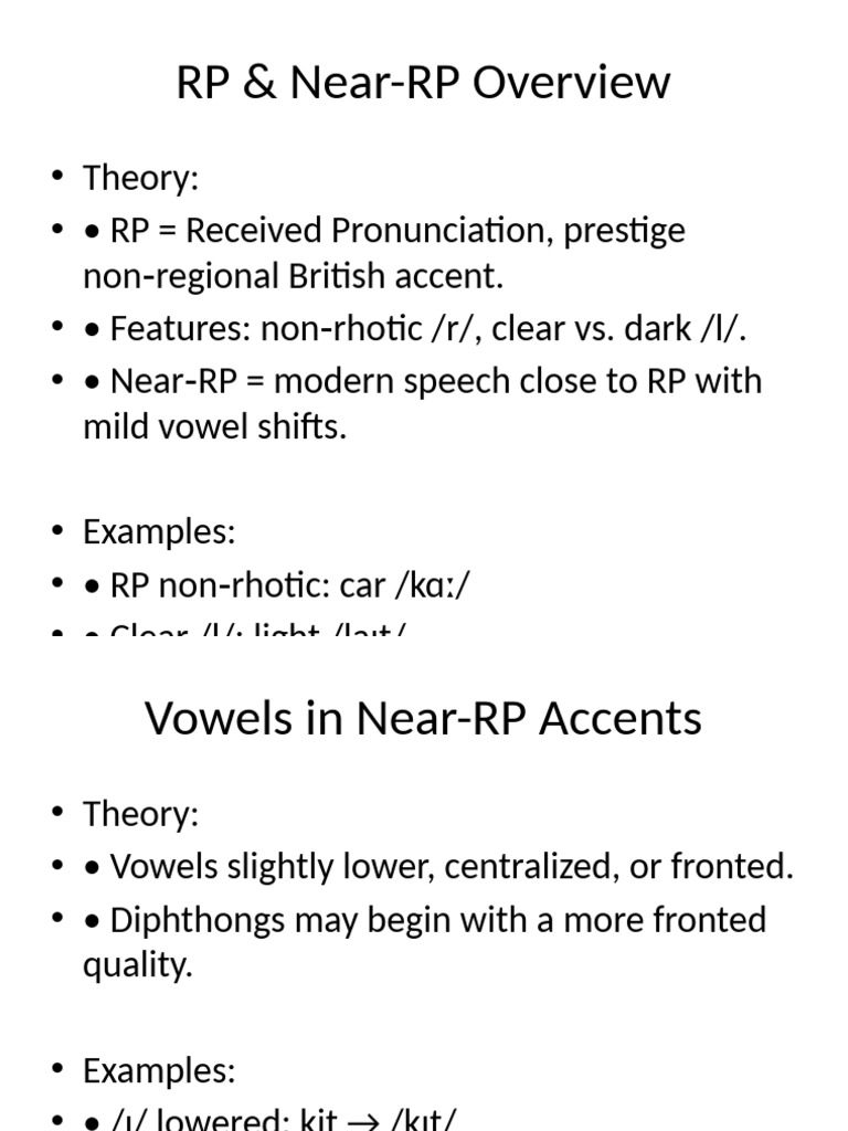 RP Pronunciation Theory Examples | PDF