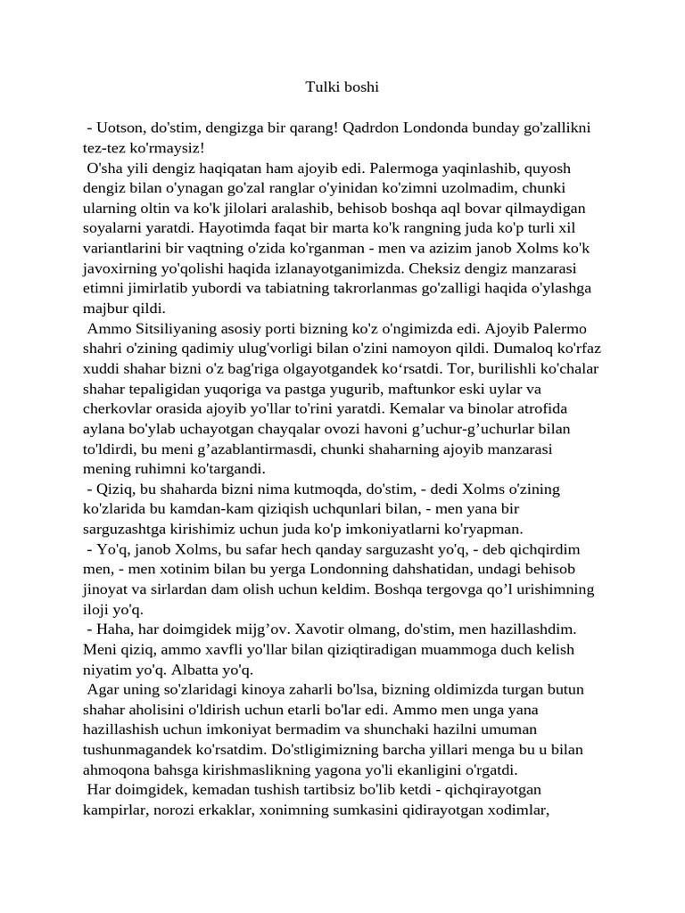 Tulki Boshi | PDF