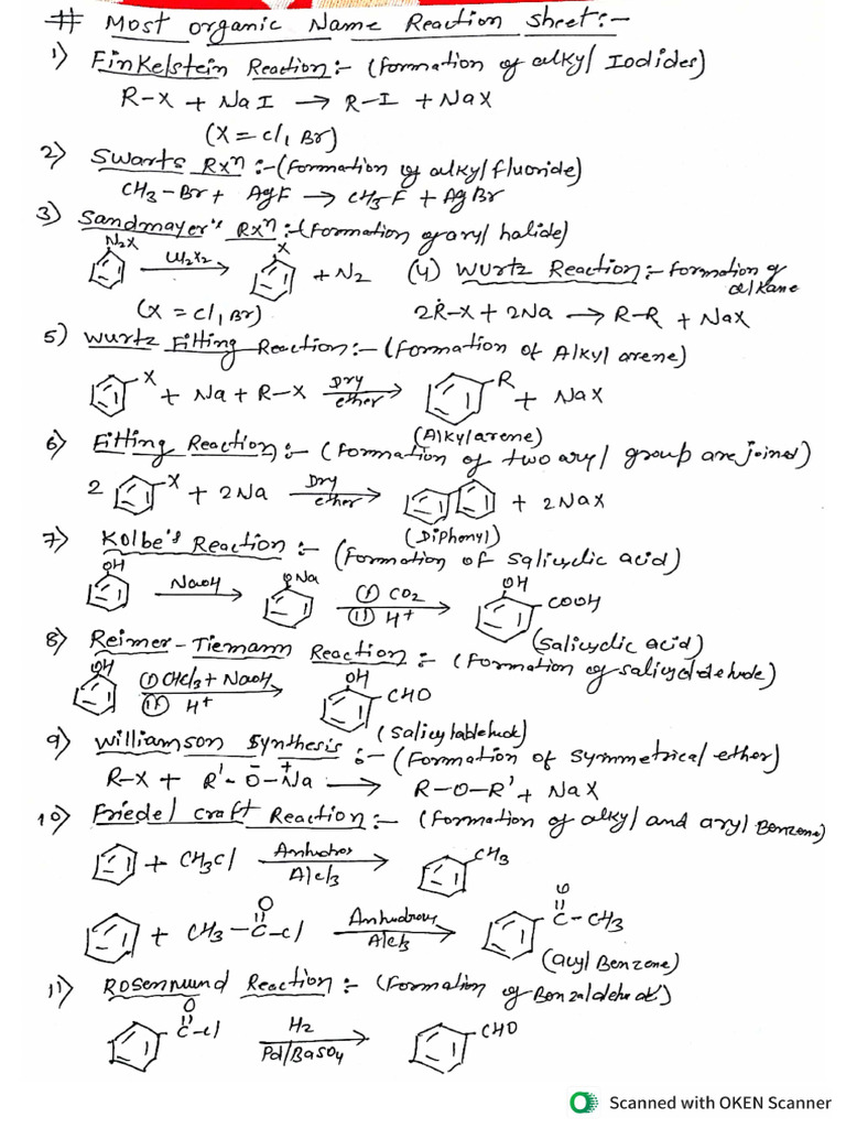 Organic Name Reaction Class12th | PDF