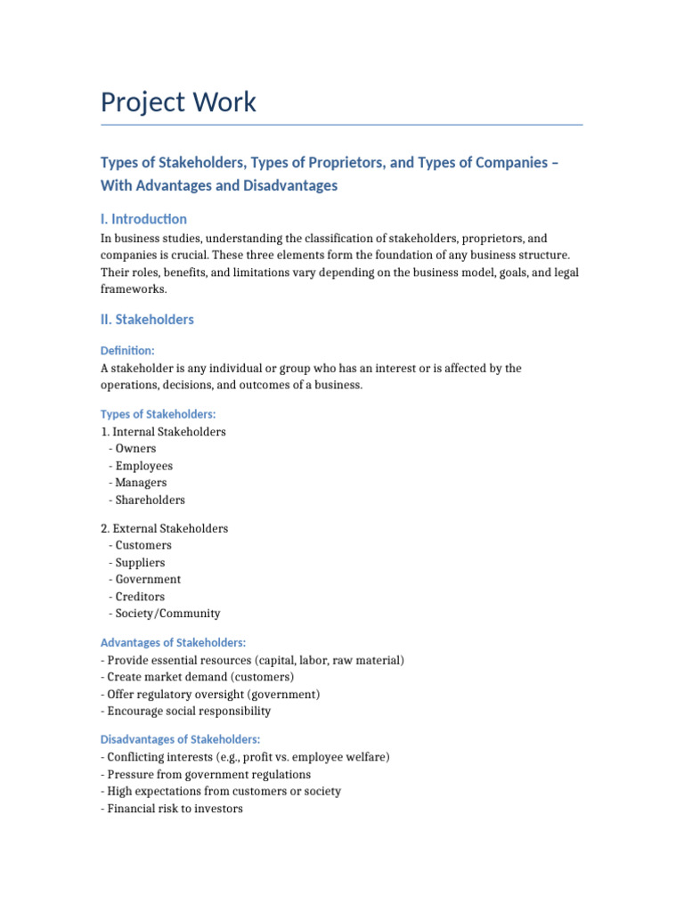 ISC Project Stakeholders Proprietors Companies | PDF | Stakeholder ...