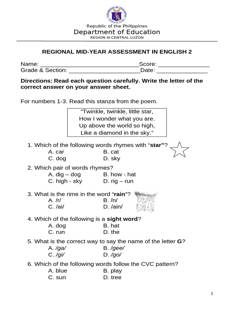 English 2 Mid-Year Assessment Guide | PDF