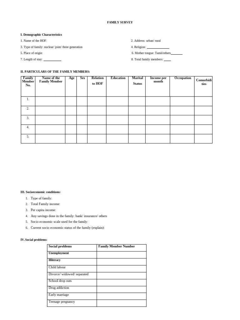 Family Survey | PDF