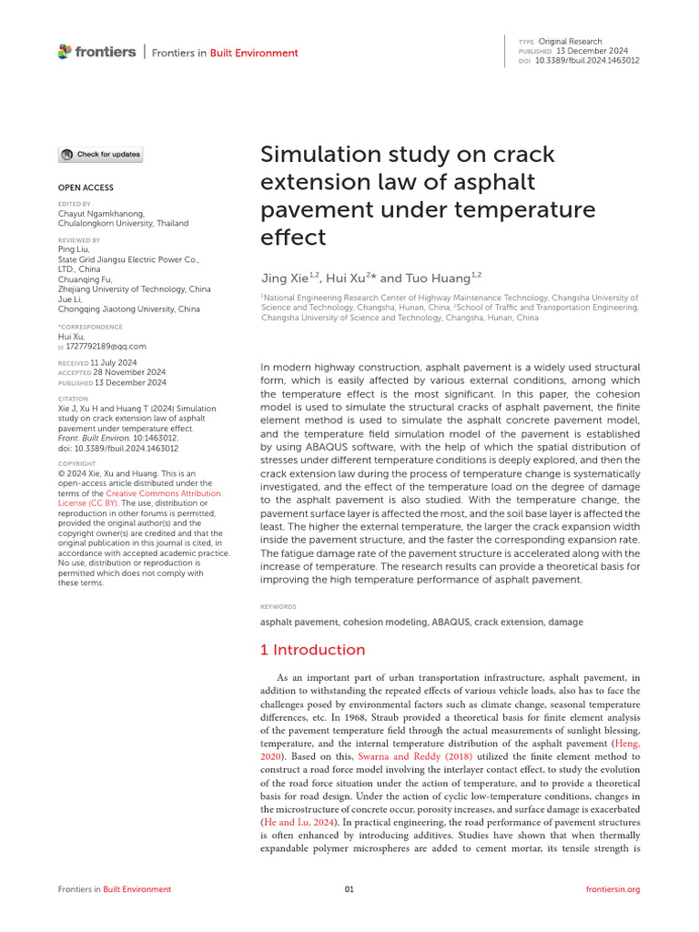 Asphalt Crack Extension Under Temperature | PDF | Fracture | Road Surface