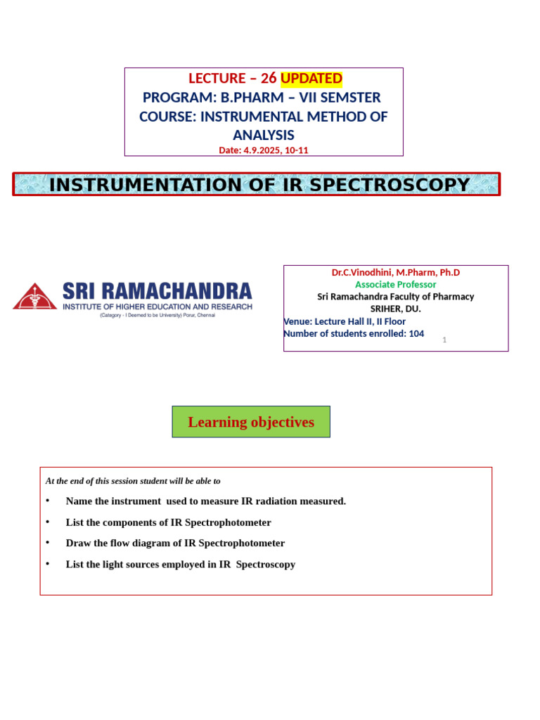IR Spectroscopy Instrumentation Guide | PDF | Infrared | Spectrophotometry