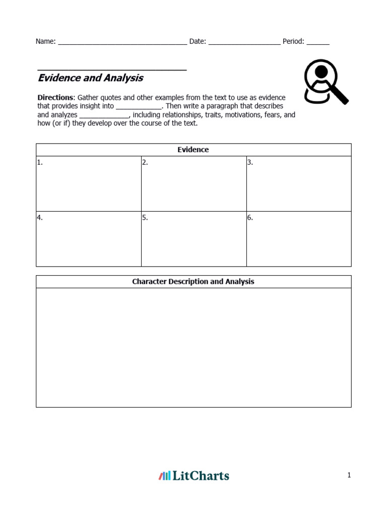 Blank Character Analysis Organizer | PDF