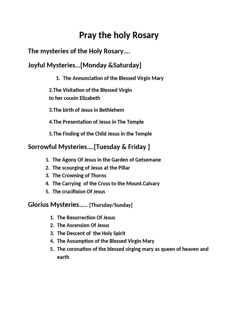 Pray The Holy Rosary | PDF