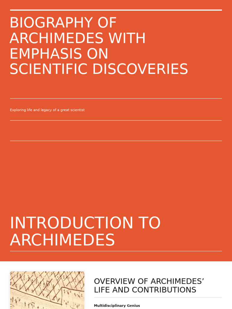 Archimedes: Life & Scientific Legacy | PDF | Mathematics | Calculus
