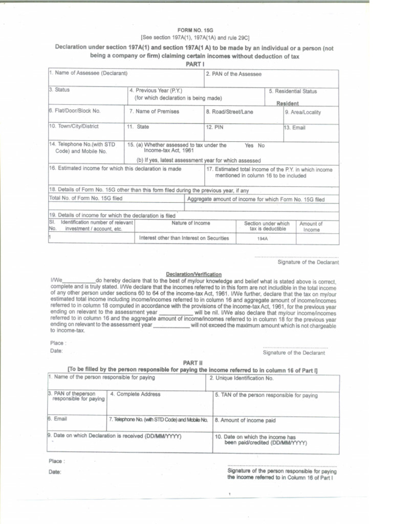 Form 15G | PDF