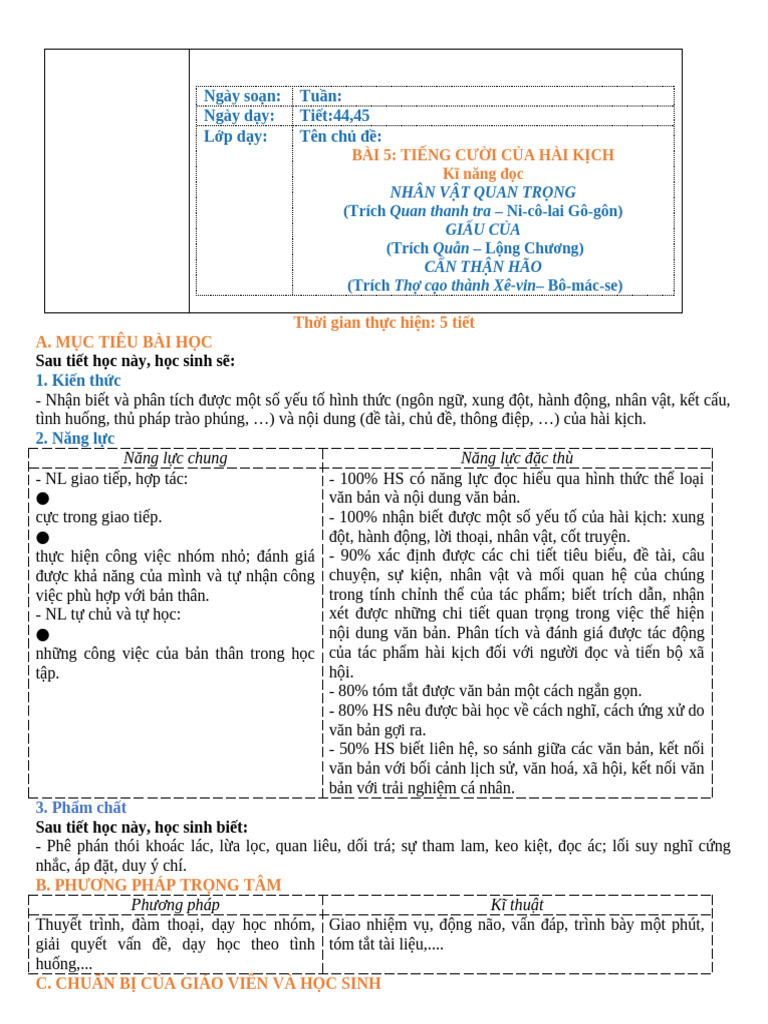 Giao An Tong Hop | PDF