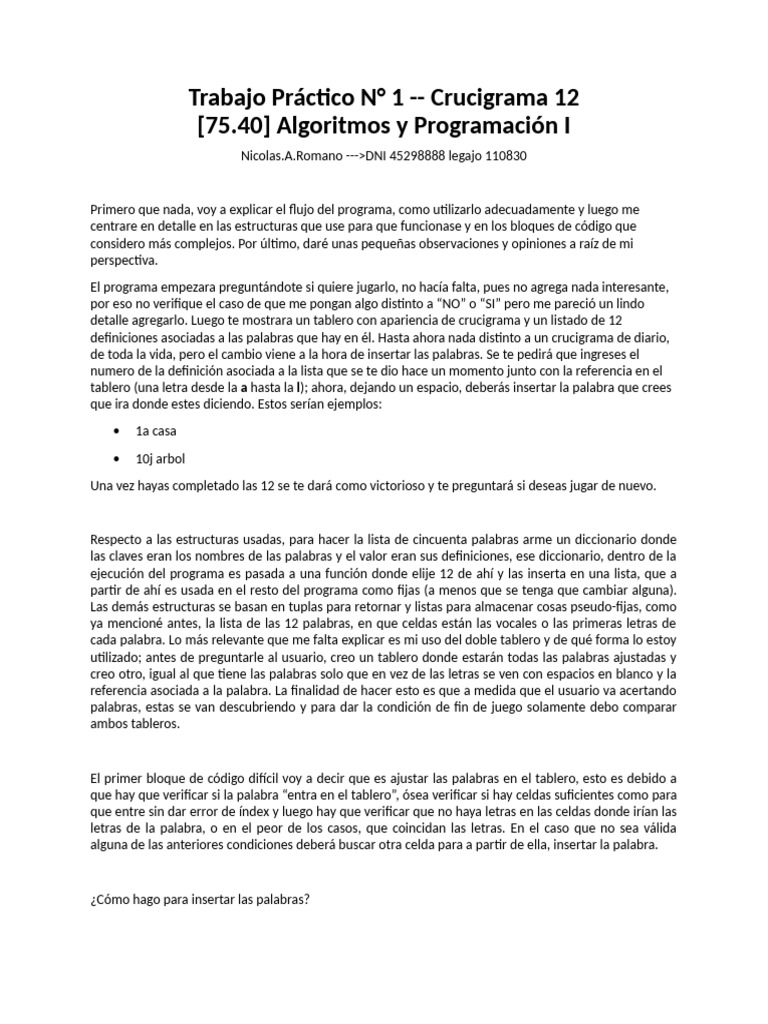 Crucigrama Interactivo en Python | PDF | Crucigrama | Diccionario