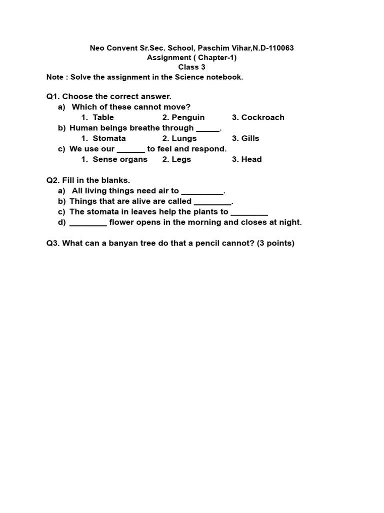 NCS - Science CH 1 Assignment 09-04-2025 | PDF