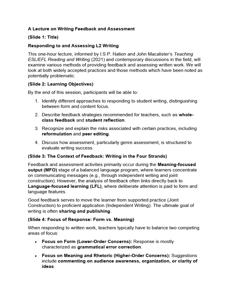 Effective Feedback in L2 Writing Assessment | PDF | English As A Second ...