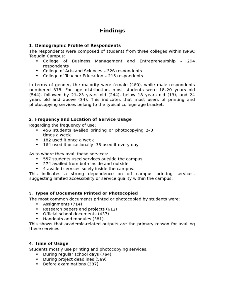 Findings Conclusion and Recommendations | PDF