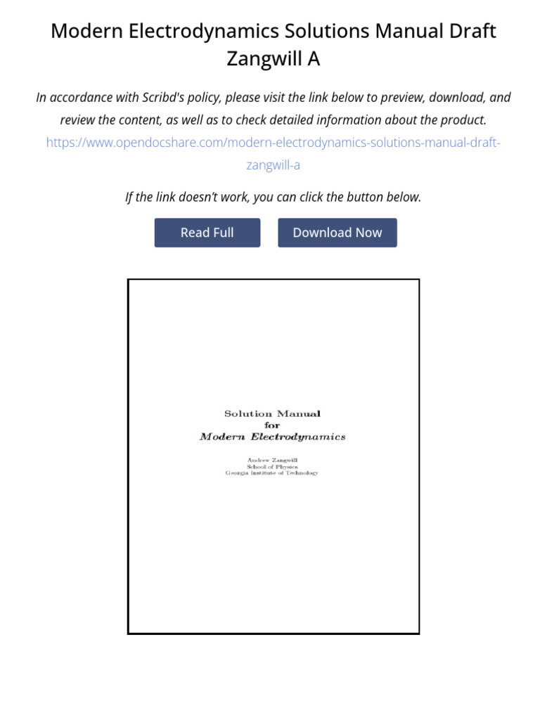 Modern Electrodynamics Solutions Manual Draft Zangwill A | PDF | Books ...