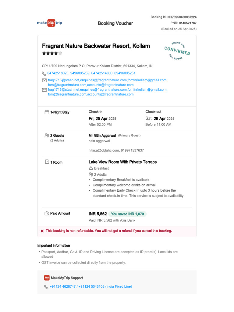 Booking Confirmation Voucher | PDF