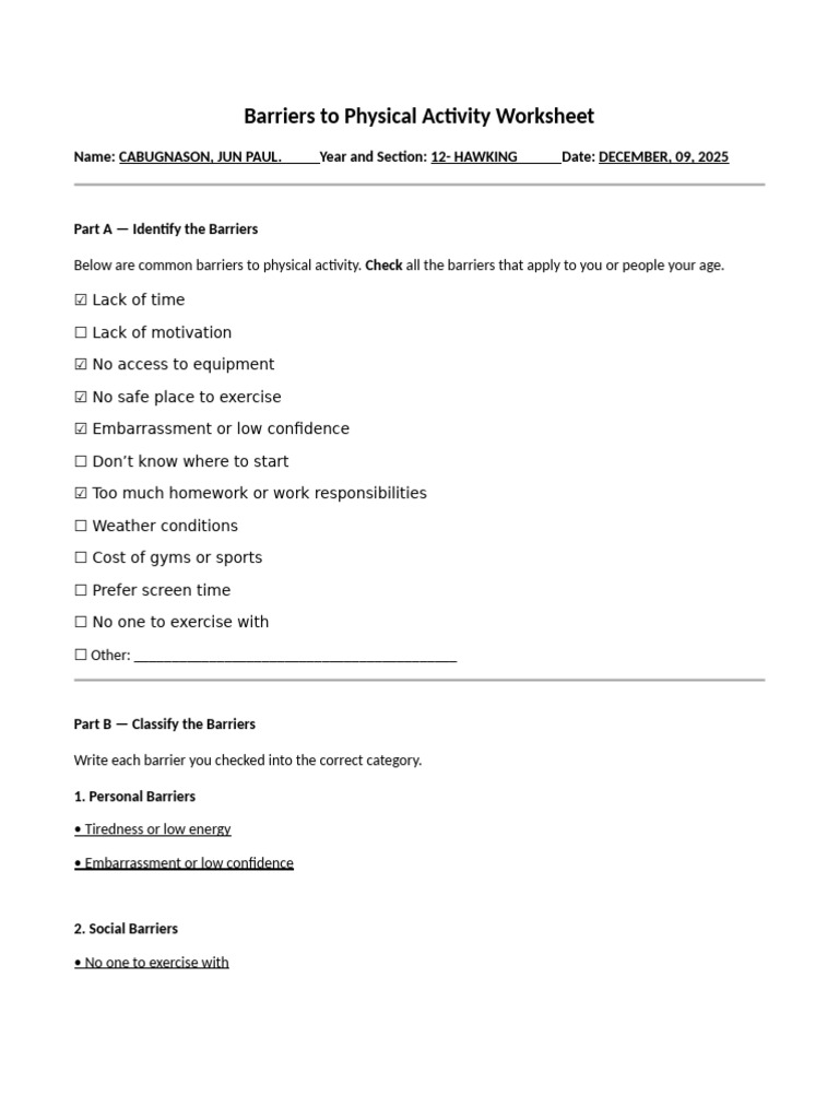Overcoming Barriers to Exercise | PDF