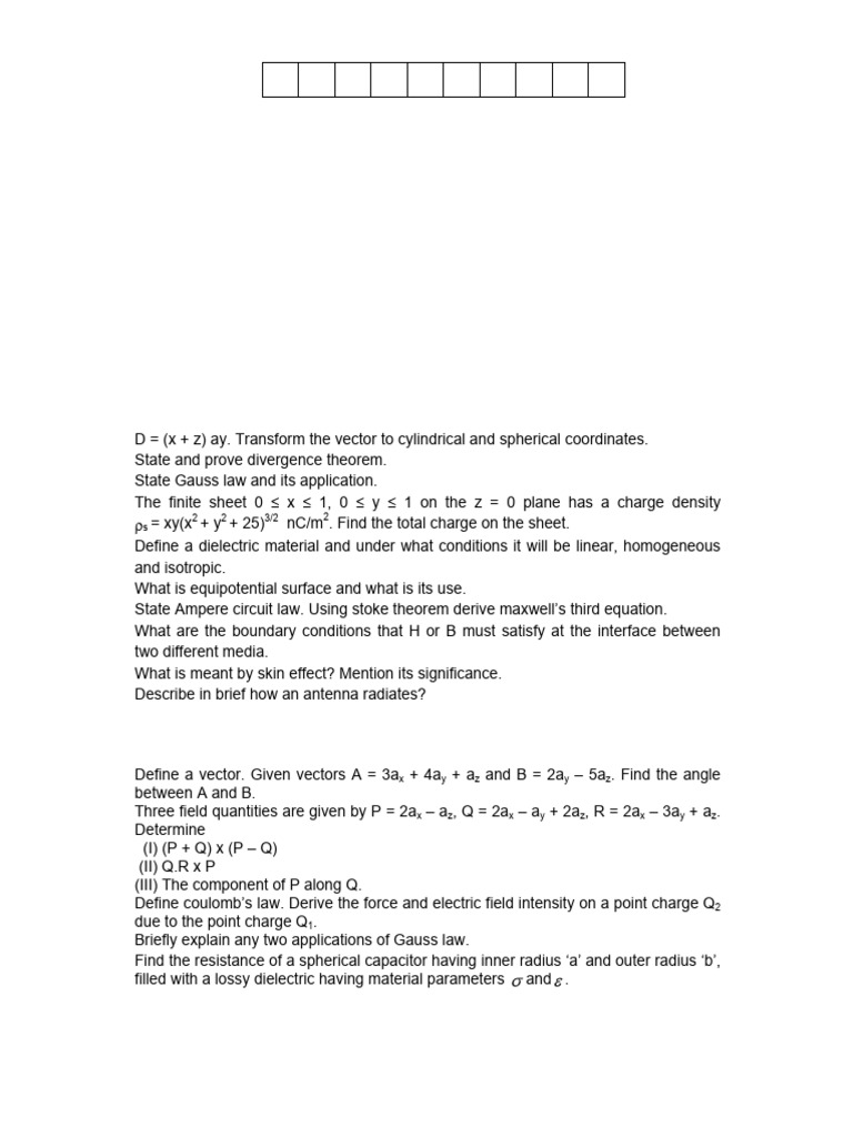 Electro Magnetic Theory 4th 2023-2024 EE ETC | PDF | Waves | Antenna ...