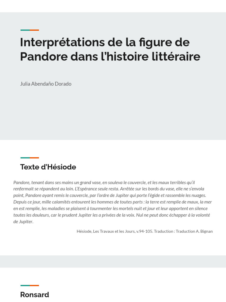 Interprétations littéraires de Pandore | PDF | Mythologie comparative ...
