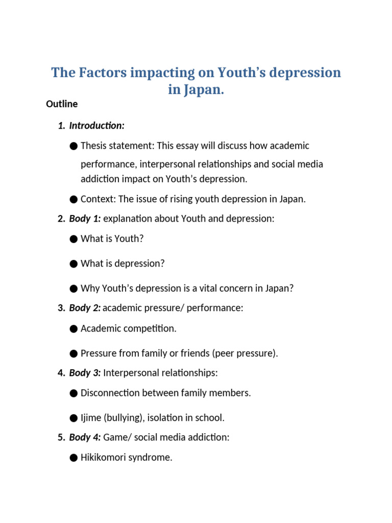 Youth Depression Factors in Japan | PDF