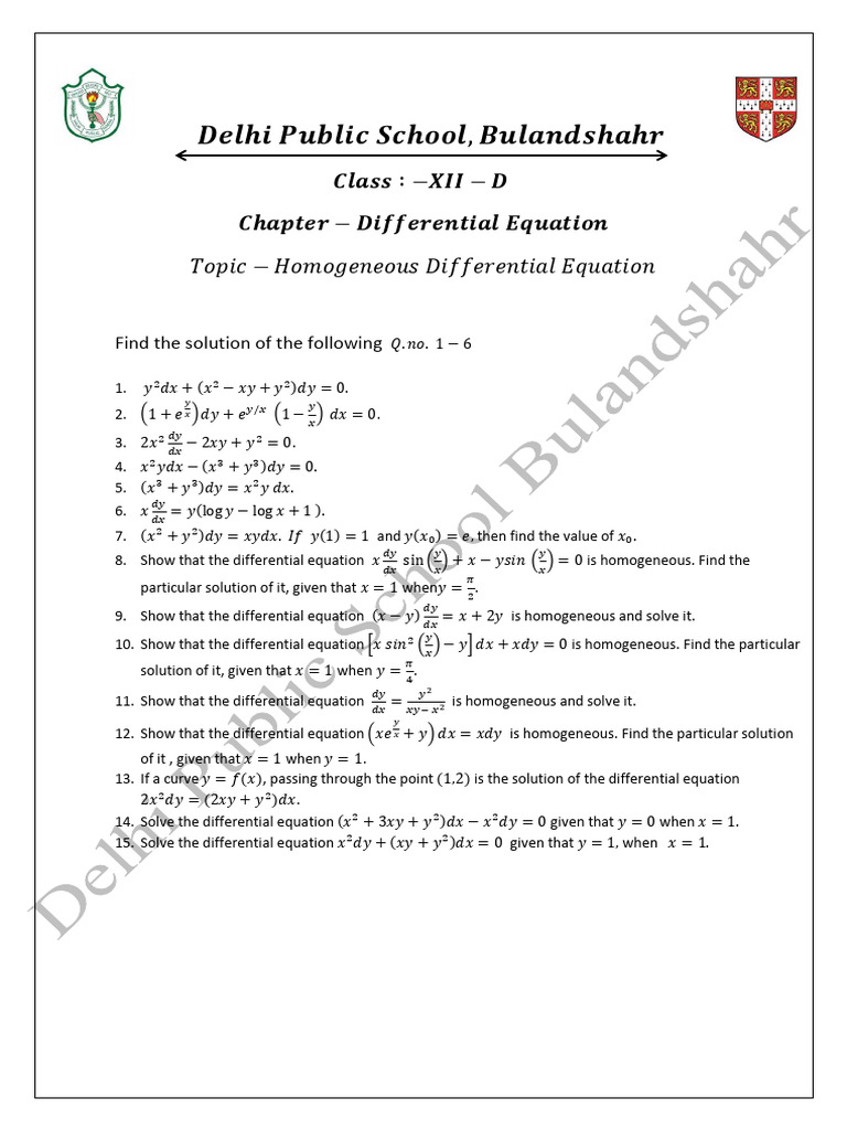 DIfferential Equation Homogeneous | PDF