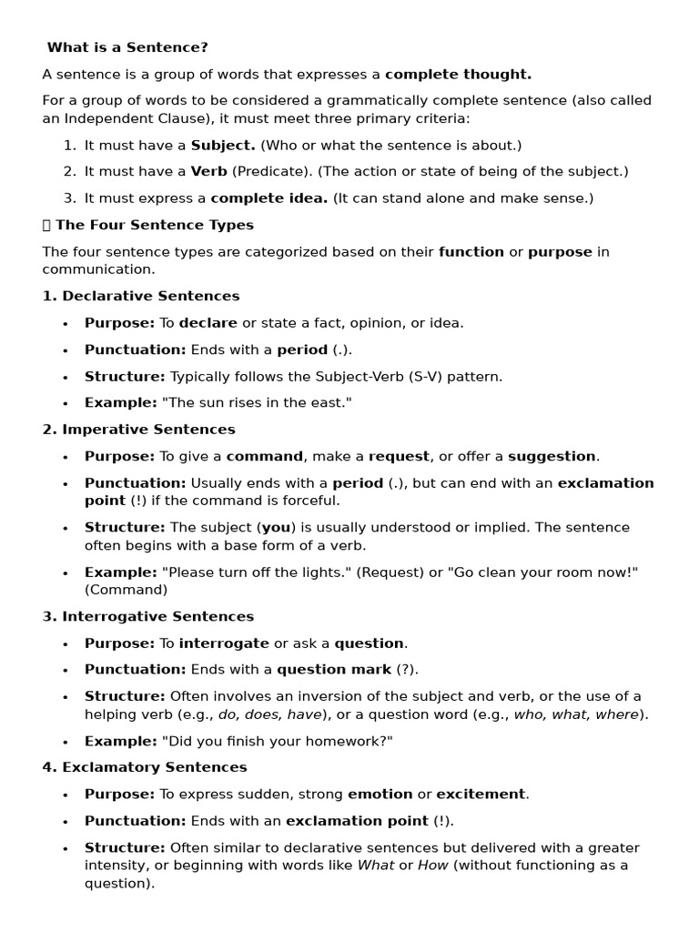 Understanding Sentence Types and Structure | PDF
