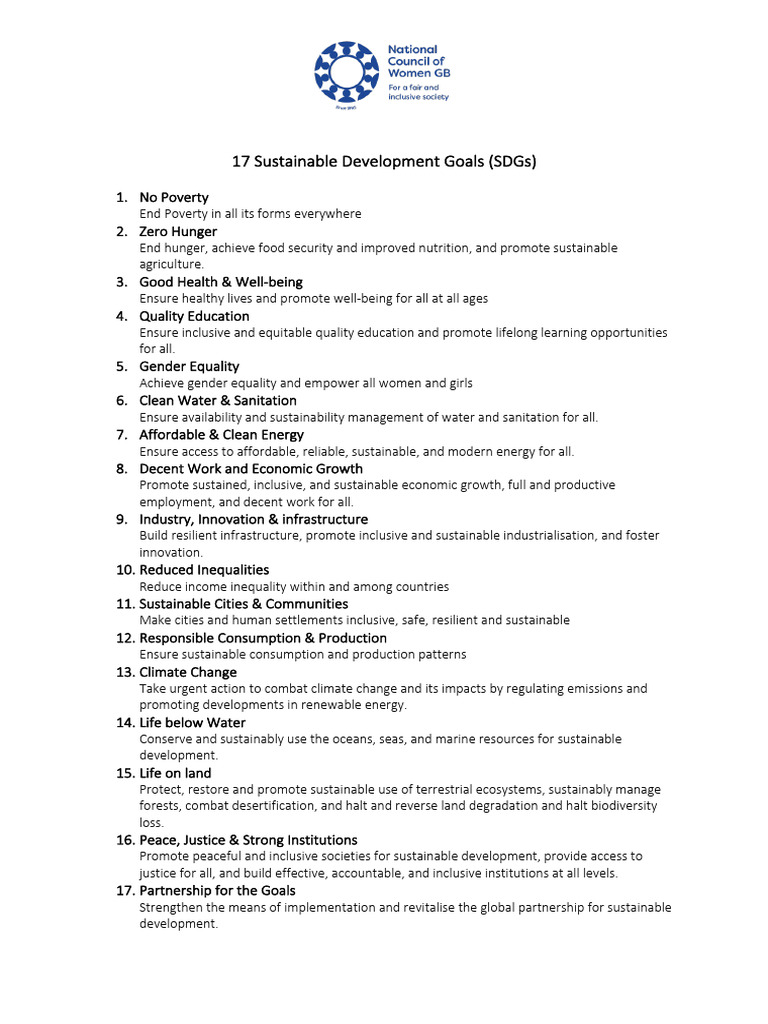 17 Sustainable Development Goals Word | PDF