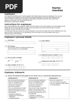 HMRC Starter Checklist for New Employees | PDF | Postgraduate Education ...
