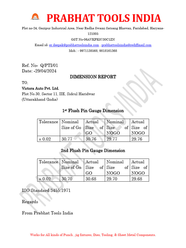 Flush Pin Report | PDF