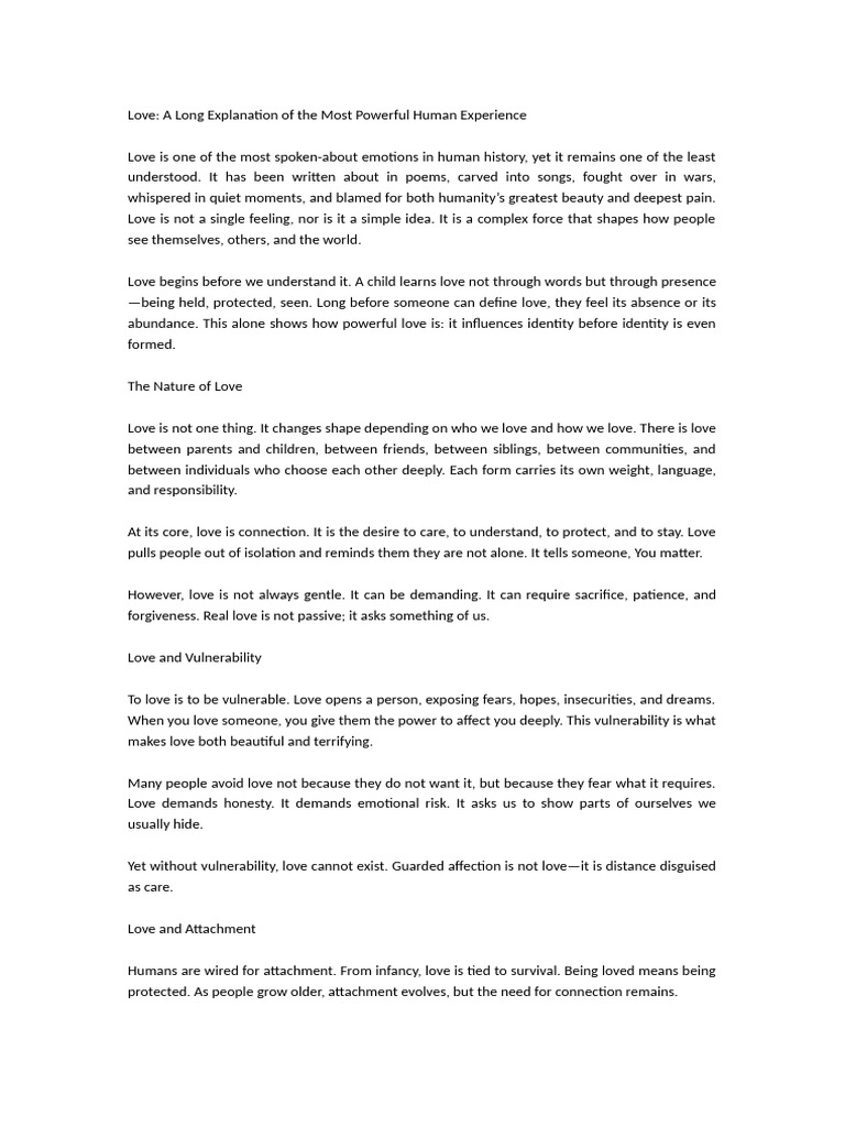 Love A Long Exp | PDF | Love | Attachment Theory