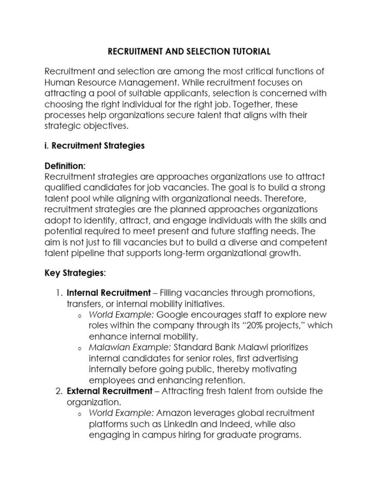 Recruitment and Selection Strategies Guide | PDF | Recruitment | Labour Law