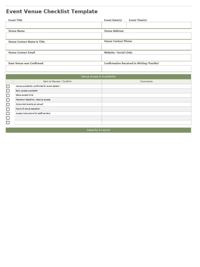 IC Event Venue Checklist Template 9053 | PDF