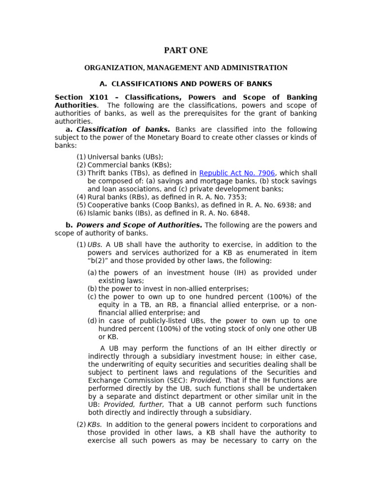 Part I | PDF | Securities (Finance) | Banks