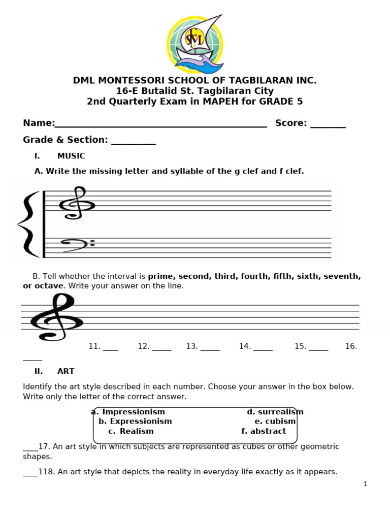 Grade 5 MAPEH Quarterly Exam Guide | PDF | Aerobic Exercise ...