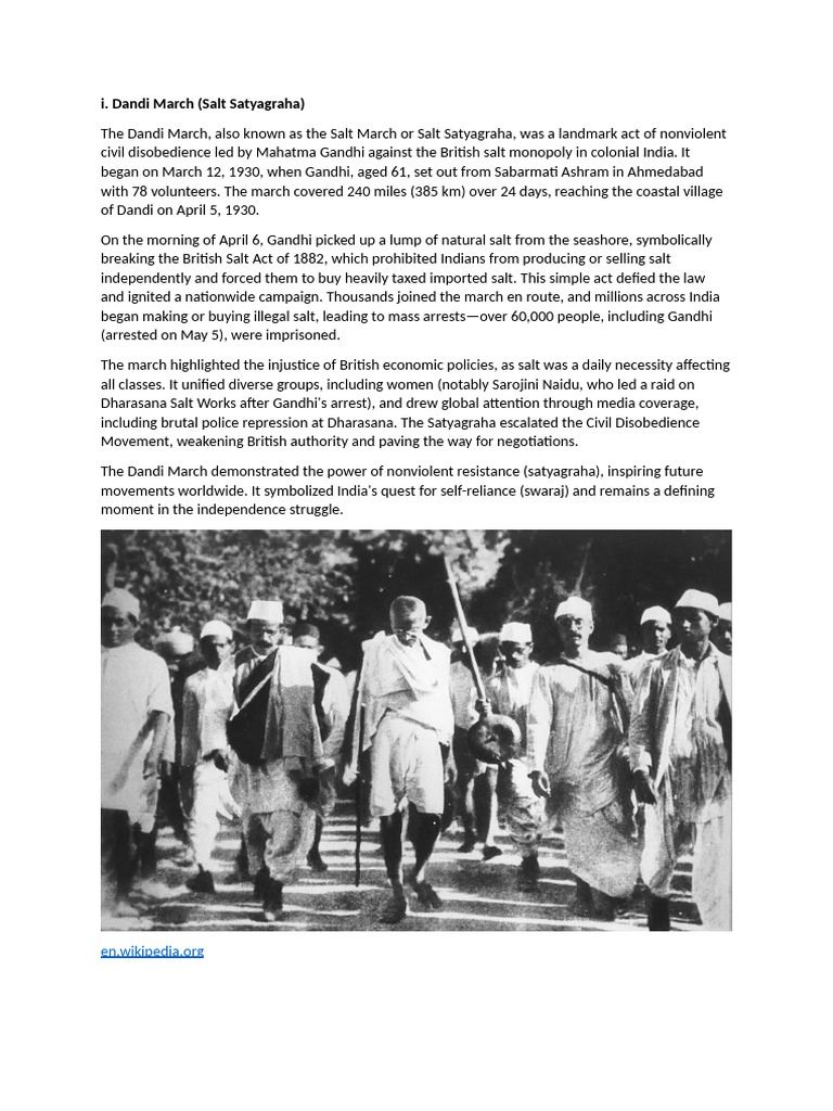 Dandi March and Gandhi's Legacy | PDF | Mahatma Gandhi | Nonviolence