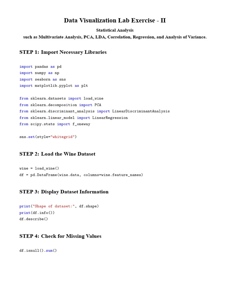 DVT_EXP_II | PDF | Principal Component Analysis | Analysis Of Variance