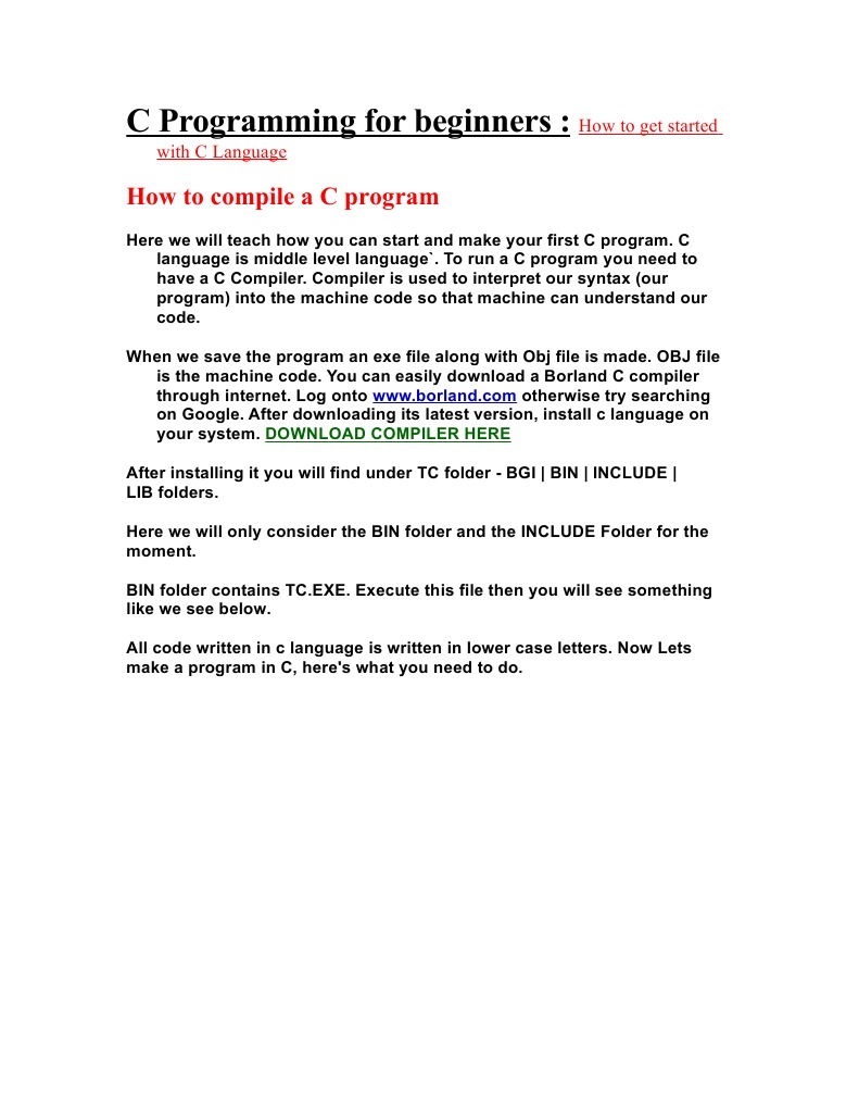 Beginner's Guide to C Programming | PDF