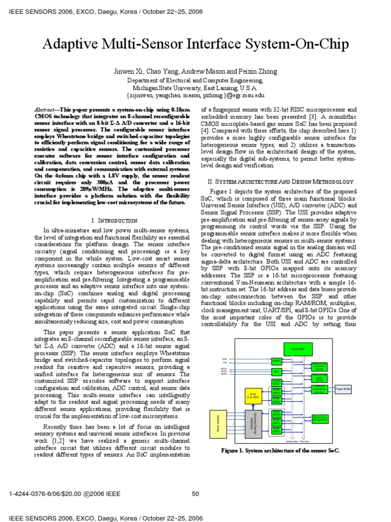 Adaptive Multi Sensor Interface System On Chip | PDF | System On A Chip ...