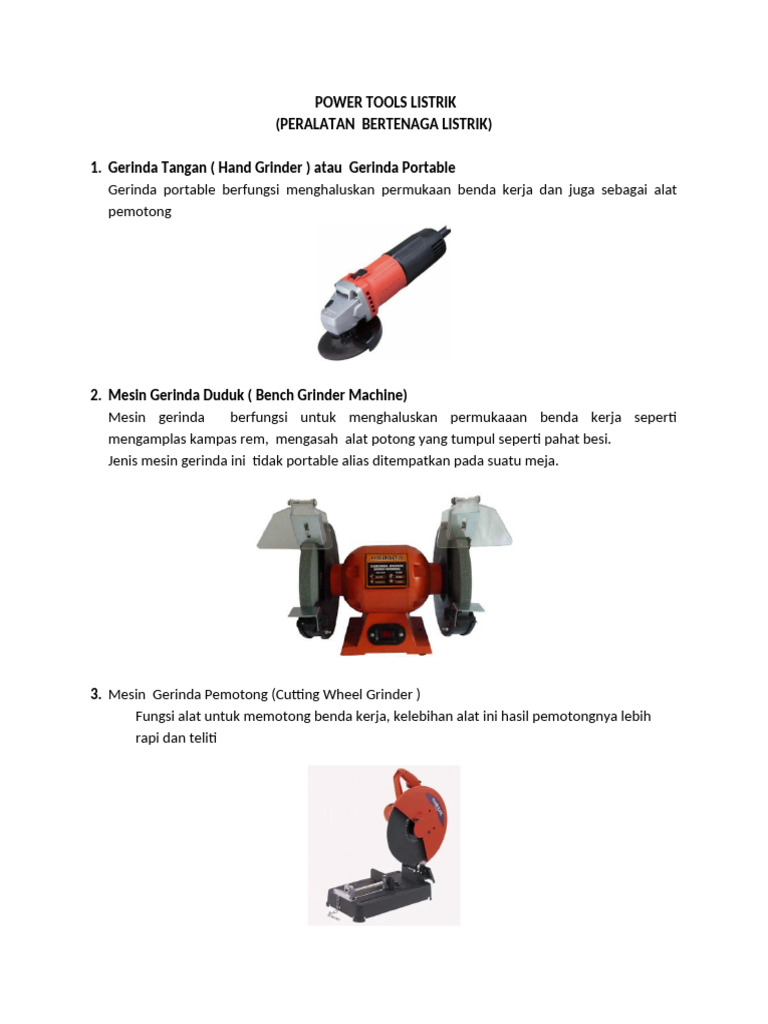 Daftar Alat Power Tools untuk Bengkel | PDF