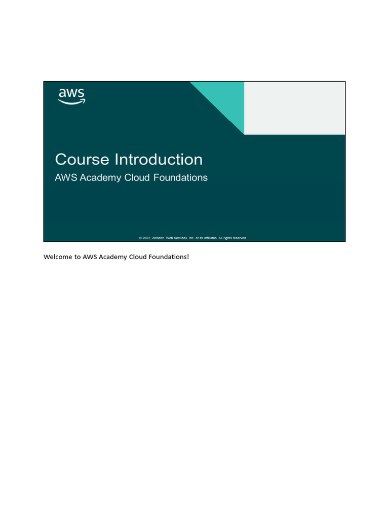 AWS Academy Cloud Foundations - Module 0 | PDF | Amazon Web Services ...