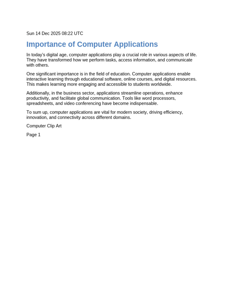 Importance of Computer Applications Assignment | PDF