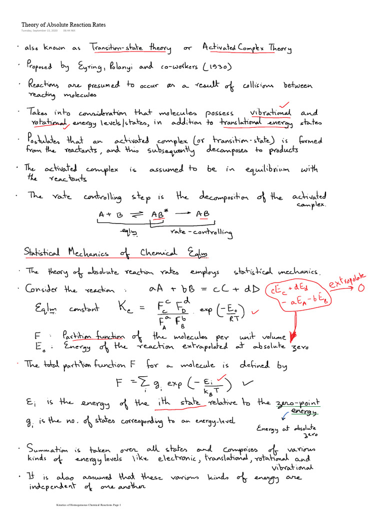 Absolute Reaction Rates in Kinetics | PDF