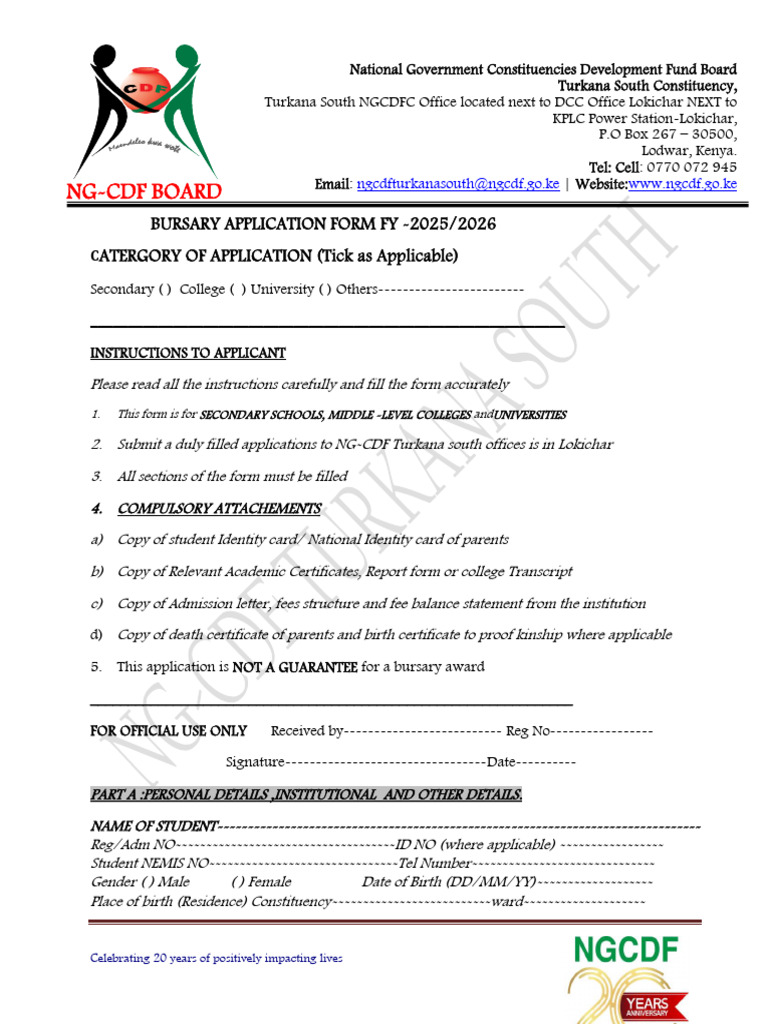 Bursary Application Form 2026 New | PDF | Knowledge | Disability