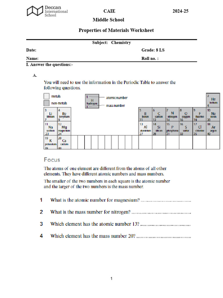 8LS Properties of Materials Worksheet | PDF