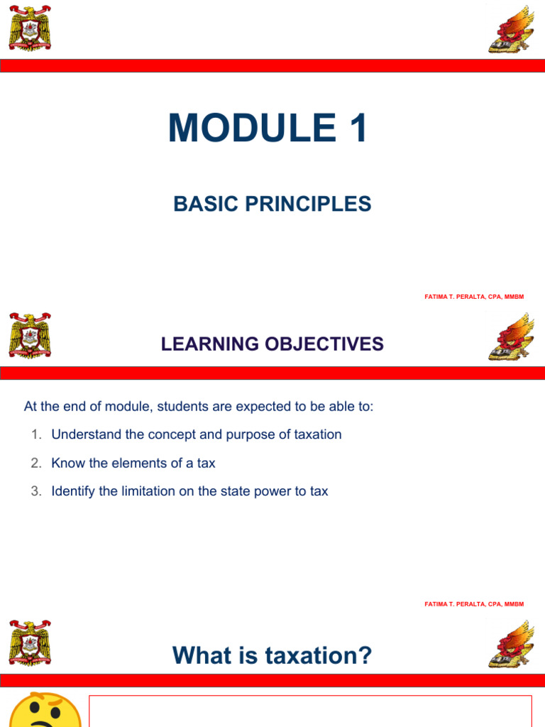 1 Module 1 Basic Principles | PDF | Taxes | Taxpayer
