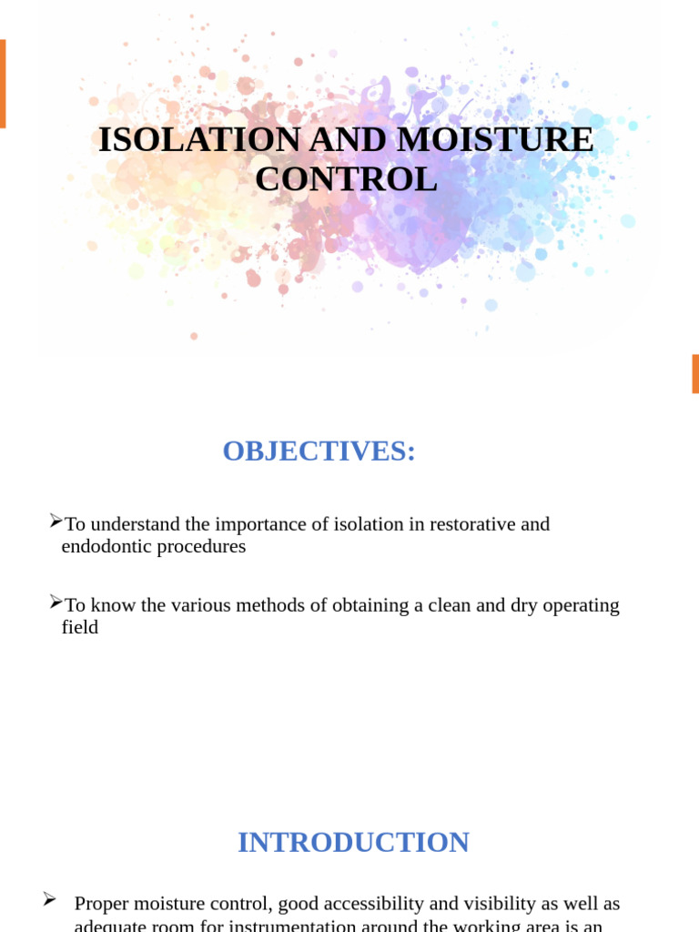 Effective Isolation and Moisture Control Techniques | PDF | Medical ...