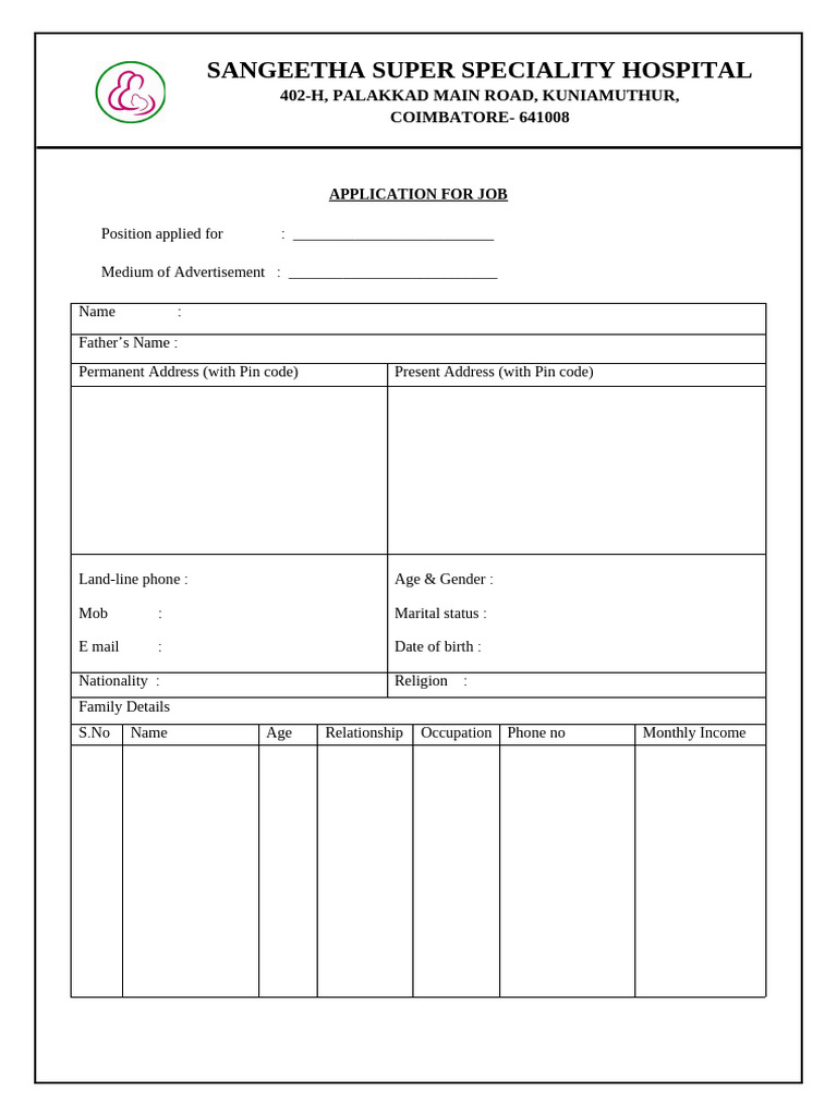 Job Application Form 1 | PDF