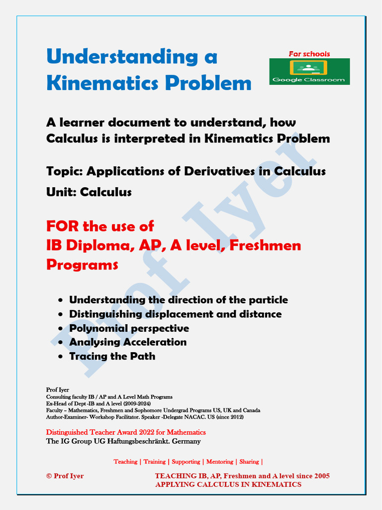 Analyzing A Kinematics Problem Calculus Perspective | PDF | Kinematics ...
