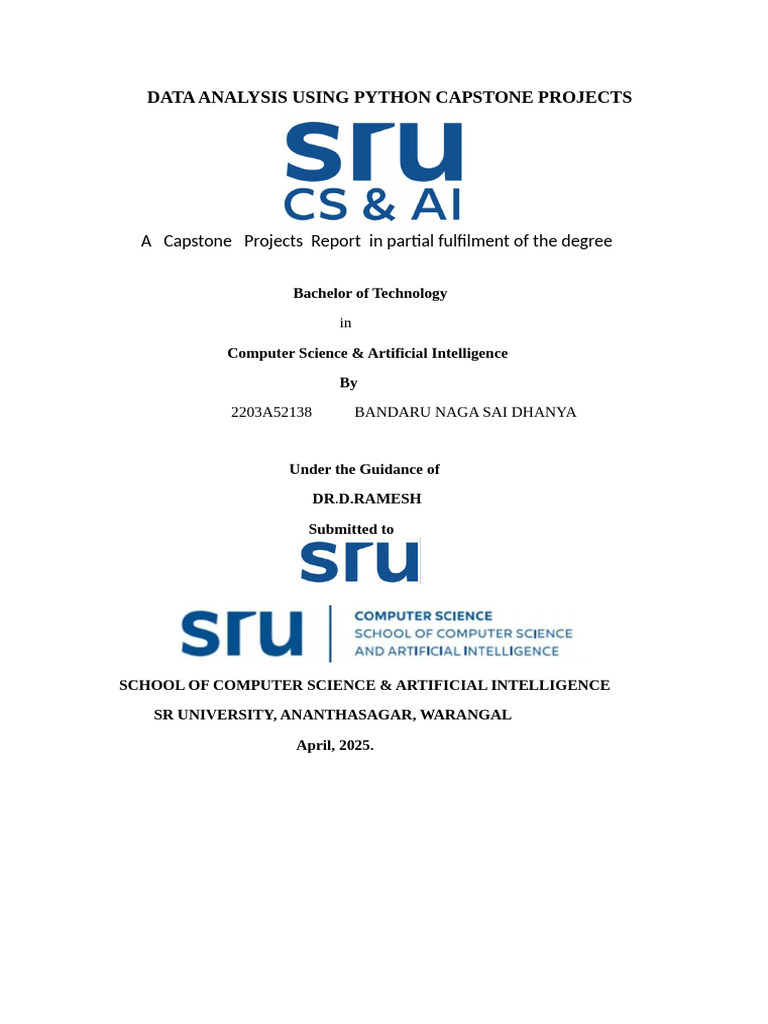 2203a52138_b_32 Data Analysis With Python Casptone Project Report | PDF ...