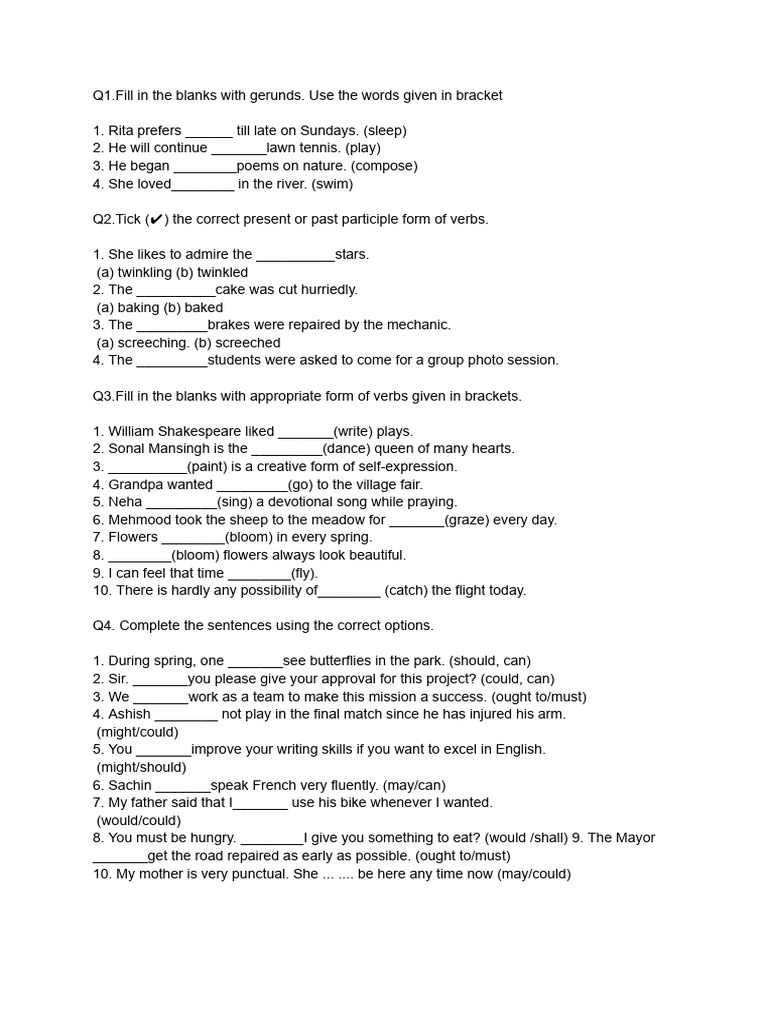 Gerund and Participle Exercises | PDF